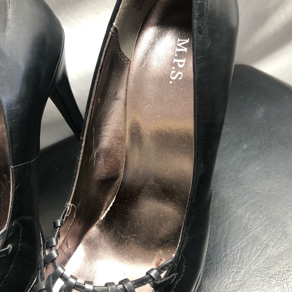 M.P.S. | Shoes | Mps Black Leather High Heels 75 Platform Mps | Poshmark